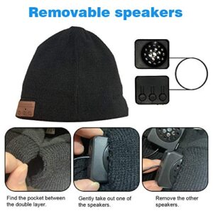 Lukasa Bluetooth Beanie Hat,Mens Gifts V5.0 Unisex Wireless Knit Cap Winter Warm Hats for Running Outdoor Sports with Stereo Headphone Speaker Unique Christmas Tech Gifts for Men Women(Black)