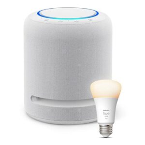 echo studio | glacier white with philips hue white smart bulb