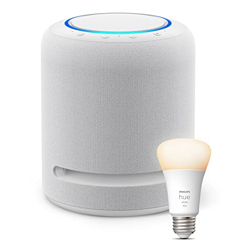 Echo Studio | Glacier White with Philips Hue White Smart Bulb