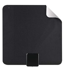 rca thin indoor hdtv antenna – thin film reversible antenna with hdtv multi directional vhf & uhf reception. 35 mile range. supports 4k/8k 1080p tvs