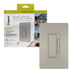 legrand – pass & seymour radiant wwrl50niccv2 tru-universal enabled dimmer, nickel smart wi-fi switch