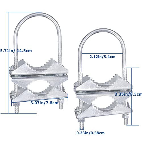 Eightwood Double Antenna Mast Clamp V-Jaw Bracket U Bolts Pipe Mounting Hardware 2 Sets for Yagi WiFi Antenna, TV Antenna, CB Ham Antenna, Lora Antenna