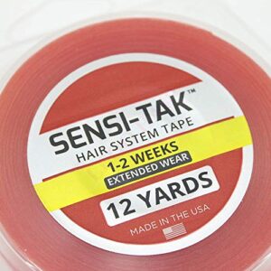 Sensi Tak | Walker Double Sided Red Roll Hair Tape Sticker Strip Adhesive Holder Waterproof Human Hair Men & Women Toupee Tape Wig Poly Silione Hair System Replacement Extension(12 Yards & 3/4 Inch)