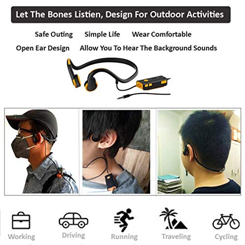 Bone Conduction Headphones, Open Ear Sports Headphone, with IP8 Waterproof Sweatproof and Noise Reduction Microphone, for Running, Sports, Fitness,Black