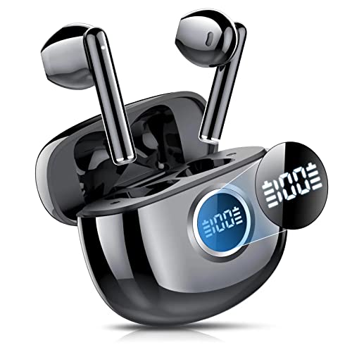 Truee Wireless Earbuds 37H Long Battery Life 5.3 Bluetooth Earbuds Black Wireless Headphones IPX7 Waterproof Ear Buds Fast Charging for Sport Mini Light Stereo Bluetooth Earphones Support iOS Android