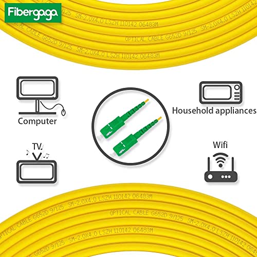 Fibergaga-5m(16ft) OS2 SC/APC to SC/APC Fiber Patch Cable Single Mode Fiber, Simplex, Length Option: 0.5M(1.6ft)-100m(328ft) 9/125μm 2.0mm Cable Diameter Fiber Optic Cable