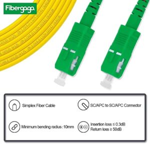 Fibergaga-5m(16ft) OS2 SC/APC to SC/APC Fiber Patch Cable Single Mode Fiber, Simplex, Length Option: 0.5M(1.6ft)-100m(328ft) 9/125μm 2.0mm Cable Diameter Fiber Optic Cable