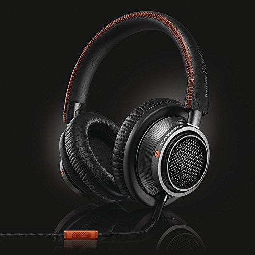 Philips Fidelio L2 Over-Ear Premium Portable Headphones with in-line Mic, Noise Isolation, Hi-Res - Black/Orange (L2BO)