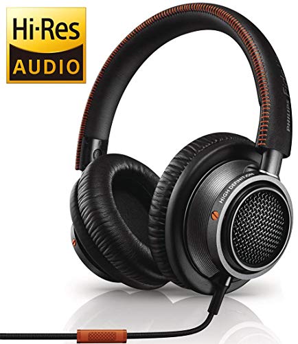 Philips Fidelio L2 Over-Ear Premium Portable Headphones with in-line Mic, Noise Isolation, Hi-Res - Black/Orange (L2BO)