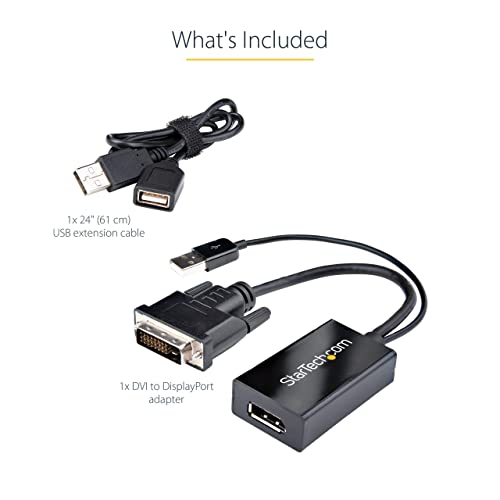 StarTech.com DVI to DisplayPort Adapter - USB Power - 1920 x 1200 - DVI to DisplayPort Converter - Video Adapter - DVI-D to DP (DVI2DP2)