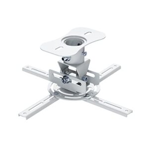 tuimen projector mount, universal low profile projector ceiling mount with extendable arms and adjustable projection angles mounting bracket, white