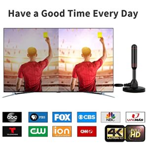 TV Antenna for Smart TV Indoor Digital Antenna with 2 Amplifier Signal Booster, 16.5ft Cable,Strong Magnetic Base, 1 Replaceable Antenna Heads HDTV Antenna- Support 4K 1080P TV