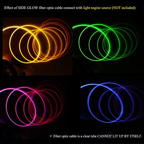 AKEPO Ф0.06in(1.5mm)*16.4ft(5m) PMMA Plastic Side Glow Cable for Optical Fiber Light, Fiber Optic Lighting Decoration for Car Home Use Fiber Optic Light