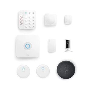 ring | hippo smart home security kit, 9-piece: ring alarm with indoor cam, flood/freeze sensor, smoke/co listener and echo dot