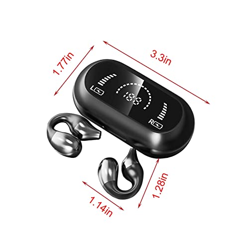 Kadlawus Smart-Touch Wireless Bluetooth Headset Comfortable Clip-on Design Graphene Diaphragm Earphones 5.2 Binaural in-Ear Sports Call Headphones Waterproof LED Screen Display