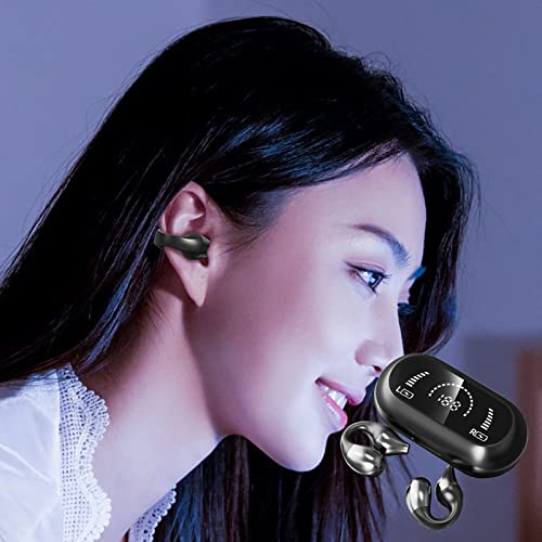 Kadlawus Smart-Touch Wireless Bluetooth Headset Comfortable Clip-on Design Graphene Diaphragm Earphones 5.2 Binaural in-Ear Sports Call Headphones Waterproof LED Screen Display