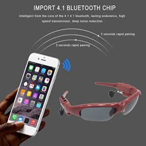 Wireless Bluetooth Sunglasses Anti-ray Stereo 4.1 Music Bluetooth Headphones for Men Support Both Headset and Hands-Free for All Kinds of Cell Phones (Red-Gray)