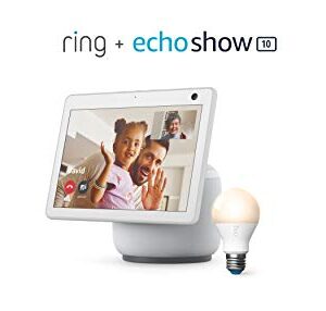 All-new Echo Show 10 (3rd Gen) - Glacier White - bundle with Ring A19 Smart LED Bulb