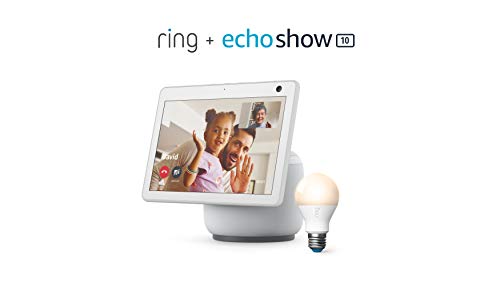 All-new Echo Show 10 (3rd Gen) - Glacier White - bundle with Ring A19 Smart LED Bulb