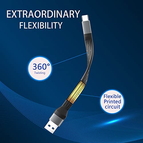 Short USB C Cable,5inch USB to USB C Fast Charger Cable,10Gbps High Speed USB 3.1 Gen 2 Cable Compatible with Quest Link, SSD, Power Bank, Charging Station, Android Auto, etc. (1Pack)