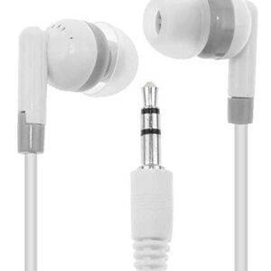 LowCostEarbuds Bulk Wholesale Lot of 50 White/Gray Earbuds Headphones