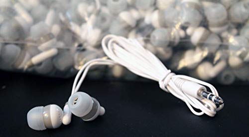 LowCostEarbuds Bulk Wholesale Lot of 50 White/Gray Earbuds Headphones