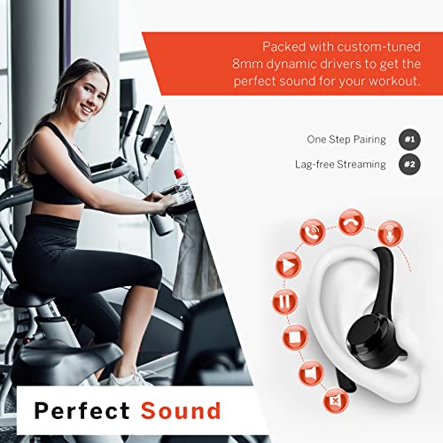 Santana Rumba by Carlos Wireless Sport Bluetooth Earbuds, Bluetooth Headphones IPX5 Waterproof, Hi-Fi HD Bass Stereo Sweatproof Earphones w/Mic Noise Cancelling Headset for Workouts, 21 HRS Playtime