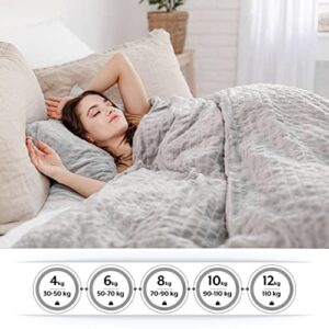 Senso-Rex Original Weighted Blanket with 4 Seasons Cover in Grey - Heavy Blanket for Adults / Teenagers for Better Sleep Size 155 x 220 cm 6 kg