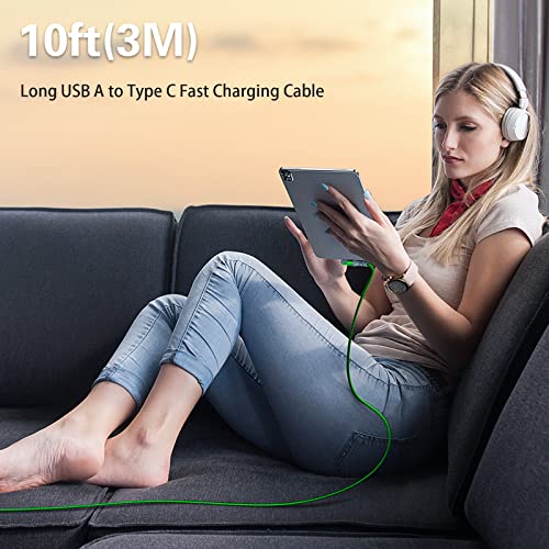 【5-Pack】 USB C Cable,10FT 3.1A Type C Charger Fast Charging Cable Durable Nylon Braided Right Angle USB C Charging Cable Compatible with Samsung S22,iPad Pro 12.9 Air Mini MacBook Air,Pixel 7