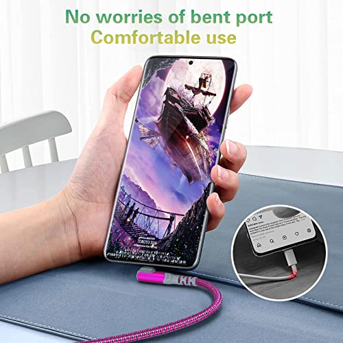 【5-Pack】 USB C Cable,10FT 3.1A Type C Charger Fast Charging Cable Durable Nylon Braided Right Angle USB C Charging Cable Compatible with Samsung S22,iPad Pro 12.9 Air Mini MacBook Air,Pixel 7