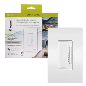 p&s legrand radiant wwrl50whccv2 tru-universal enabled smart wi-fi switch light dimmer, white