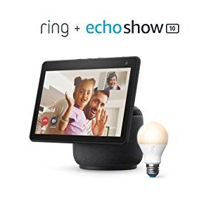 All-new Echo Show 10 (3rd Gen) - Charcoal - bundle with Ring A19 Smart LED Bulb