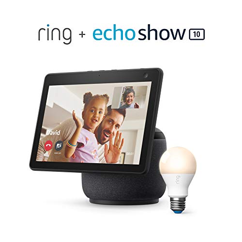 All-new Echo Show 10 (3rd Gen) - Charcoal - bundle with Ring A19 Smart LED Bulb