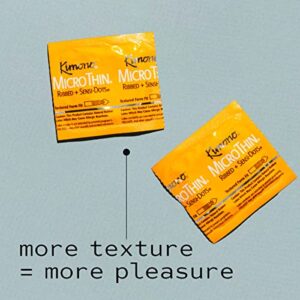 Kimono MicroThin Condoms Ribbed and Sensi Dots Studded for Enhanced Pleasure, Barely There Sensitivity for Natural Real Feel, Experience Everything, Thin Lubricated Condom, Natural Latex (Pack of 3)