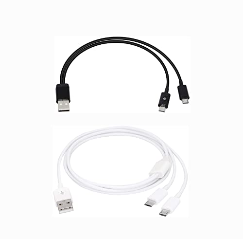 CERRXIAN USB 2.0 Type A Male to 2 Micro USB Male Splitter Y Data Charge Cable