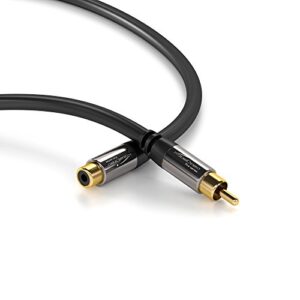 KabelDirekt – 6ft Short – RCA/Phono Extension Lead Cable, Audio/Digital/Video (Coax Cable, RCA/Phono Male to Female, for subs/amps/Hi-Fis, Analog/Digital Audio or Composite Video, 75 ohm, Black)