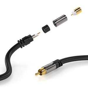 KabelDirekt – 6ft Short – RCA/Phono Extension Lead Cable, Audio/Digital/Video (Coax Cable, RCA/Phono Male to Female, for subs/amps/Hi-Fis, Analog/Digital Audio or Composite Video, 75 ohm, Black)