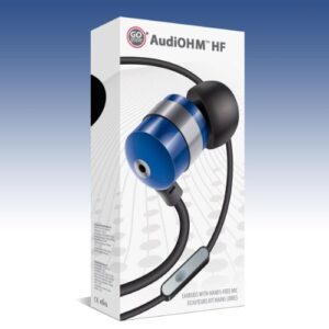 GOgroove AudiOHM HF Earbud Headphones with Mic, Deep Bass, & Comfortable Ear Gels (Blue) in-Ear Earphones Featuring Noise Isolating Design, Durable Alloy Driver Housing, Ergonomic Angled Fit