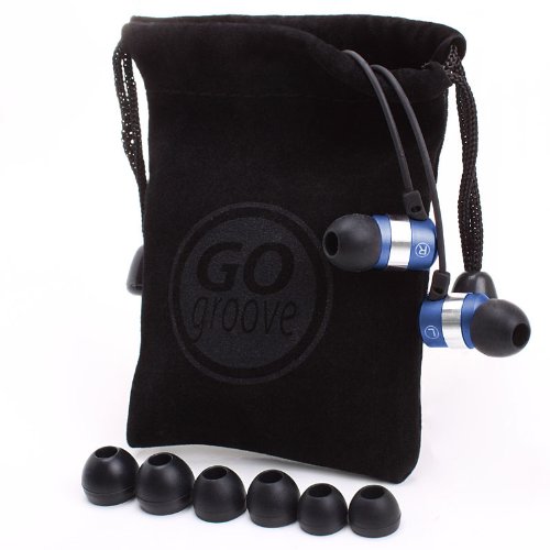 GOgroove AudiOHM HF Earbud Headphones with Mic, Deep Bass, & Comfortable Ear Gels (Blue) in-Ear Earphones Featuring Noise Isolating Design, Durable Alloy Driver Housing, Ergonomic Angled Fit