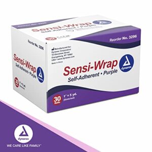 Dynarex 3296 Sensi-Wrap Self-Adherent Bandage Roll, Purple, 1" x 5 yds Size, 180" Length, 1" Width, Pack of 30