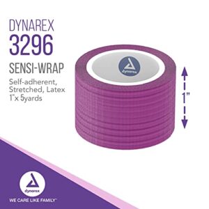 Dynarex 3296 Sensi-Wrap Self-Adherent Bandage Roll, Purple, 1" x 5 yds Size, 180" Length, 1" Width, Pack of 30