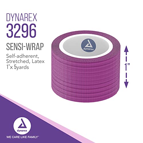 Dynarex 3296 Sensi-Wrap Self-Adherent Bandage Roll, Purple, 1" x 5 yds Size, 180" Length, 1" Width, Pack of 30