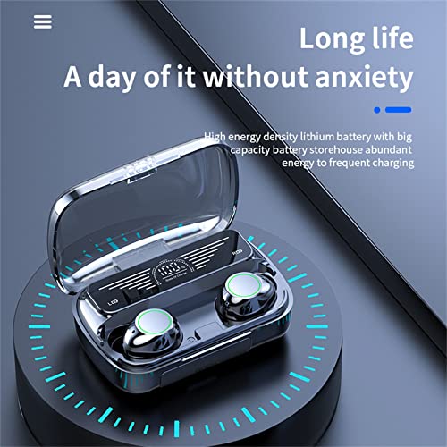 BANAAO Wireless Bluetooth Digital Display Touch-Control Earbuds -Mini in Ear Light-Weight Built-in Mic Stereo Noise Cancellation Earphones with Charging Case for Office Outdoor Sport