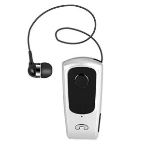 F920 Retractable Bluetooth Earphone Business Lavalier Earphone Sports Bluetooth Headset Voice Prompts Call Vibration Bluetooth V4.1 Anti-Lost Function(White)