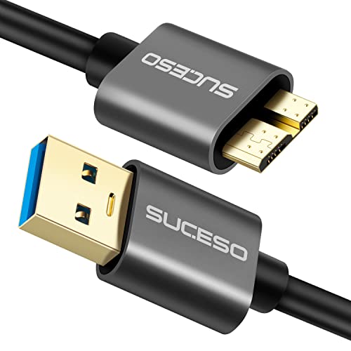 SUCESO Micro USB 3.0 Cable USB 3.0 A Male to Micro B Cord External Hard Drive Cable Nylon Compatible with Samsung Galaxy S5, Note 3, Camera, Seagate Hard Drive, WD Hard Drive, Toshiba Canvio-1.6FT