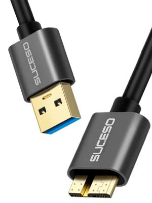 SUCESO Micro USB 3.0 Cable USB 3.0 A Male to Micro B Cord External Hard Drive Cable Nylon Compatible with Samsung Galaxy S5, Note 3, Camera, Seagate Hard Drive, WD Hard Drive, Toshiba Canvio-1.6FT