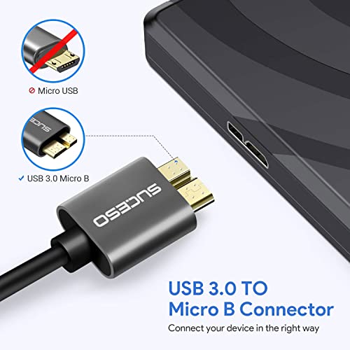 SUCESO Micro USB 3.0 Cable USB 3.0 A Male to Micro B Cord External Hard Drive Cable Nylon Compatible with Samsung Galaxy S5, Note 3, Camera, Seagate Hard Drive, WD Hard Drive, Toshiba Canvio-1.6FT