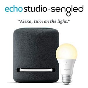 Echo Studio | Charcoal with Sengled Bluetooth bulb | Alexa smart home starter kit