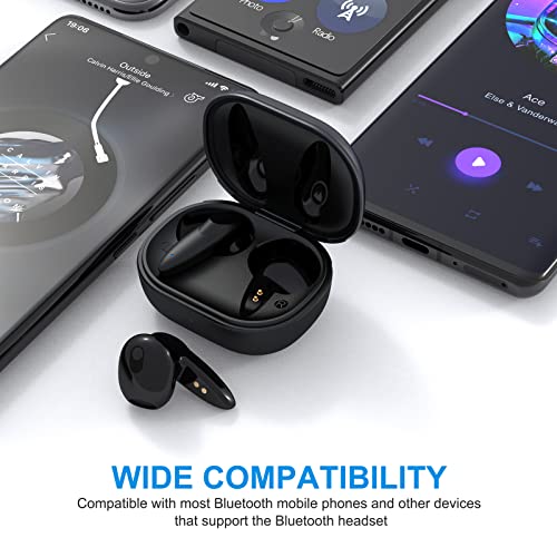 ACAGET Wireless Earbuds for iPhone 13 Pro Max 14 Plus Bluetooth Headphones Lightweight Touch Control Stereo Earphones with Charging Case Built-in Mic Headset for Galaxy A53 S23 Samsung S22 Ultra Black