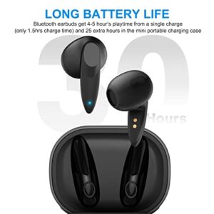 ACAGET Wireless Earbuds for iPhone 13 Pro Max 14 Plus Bluetooth Headphones Lightweight Touch Control Stereo Earphones with Charging Case Built-in Mic Headset for Galaxy A53 S23 Samsung S22 Ultra Black